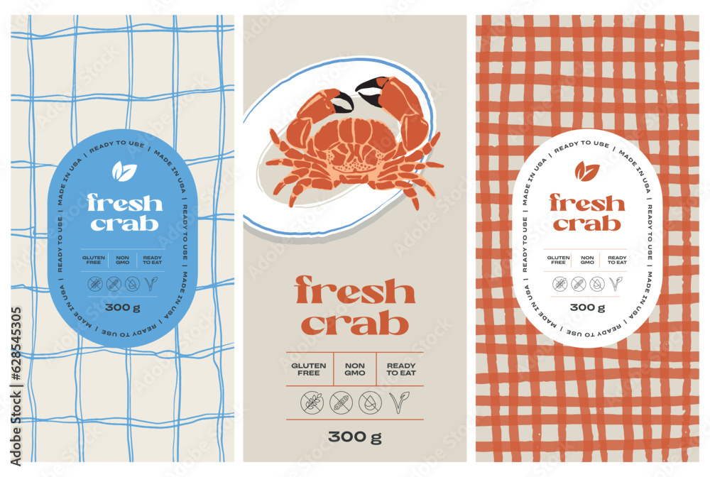 Vector hand drawn food packaging label design template set for cafe or ...