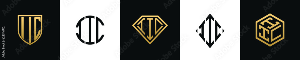 Initial letters IIC logo designs Bundle. This collection incorporated ...