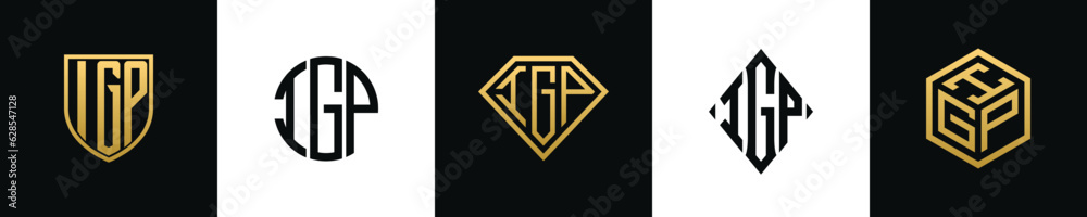Initial letters IGP logo designs Bundle. This collection incorporated ...