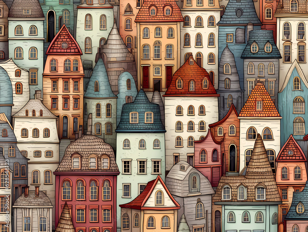 Row houses in the city wallpaper background. Row houses for crafts, art ...