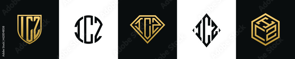 Initial letters ICZ logo designs Bundle. This collection incorporated ...