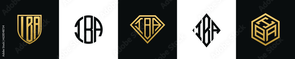 Initial letters IBA logo designs Bundle. This collection incorporated ...