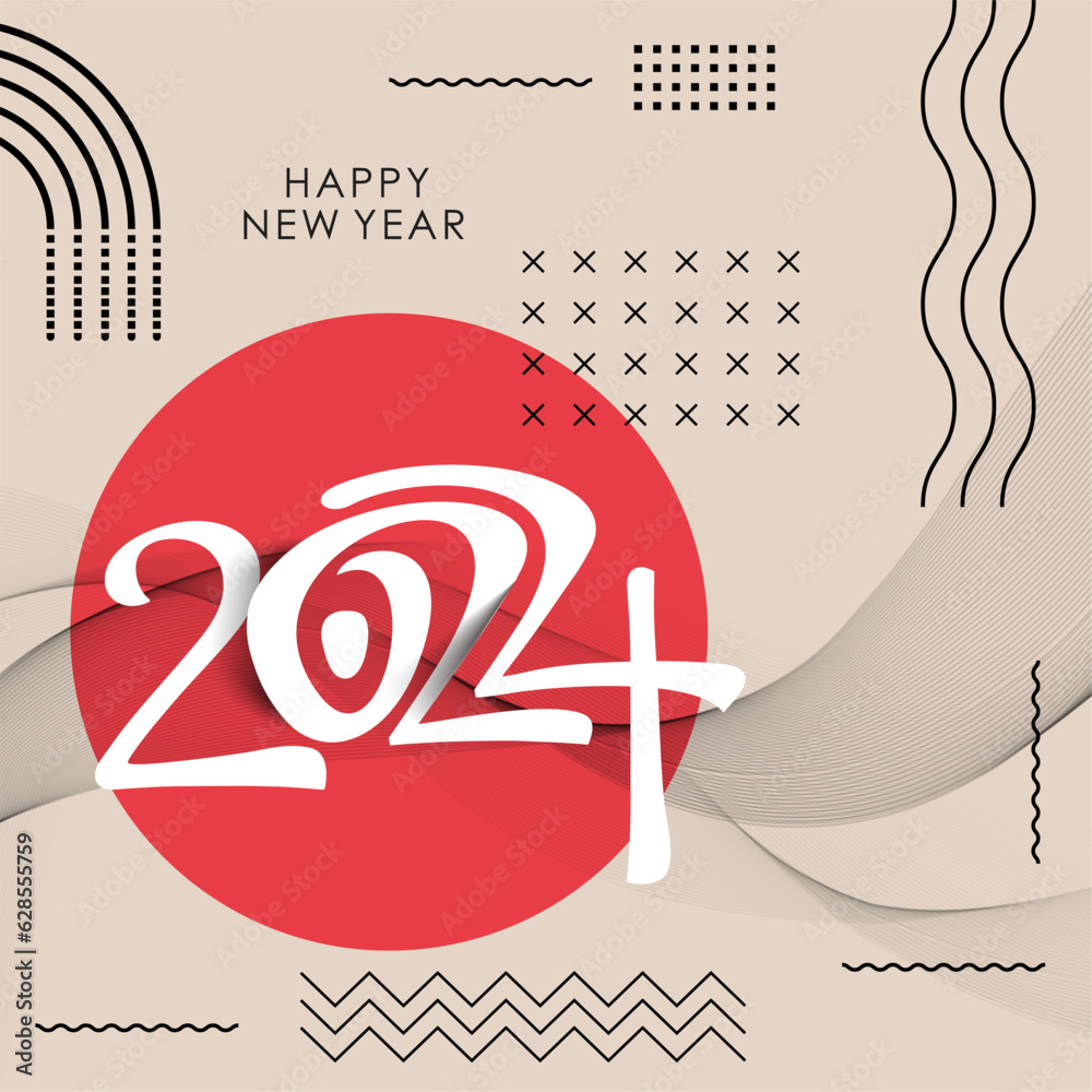 new year 2024 banner design with modern geometric abstract background ...