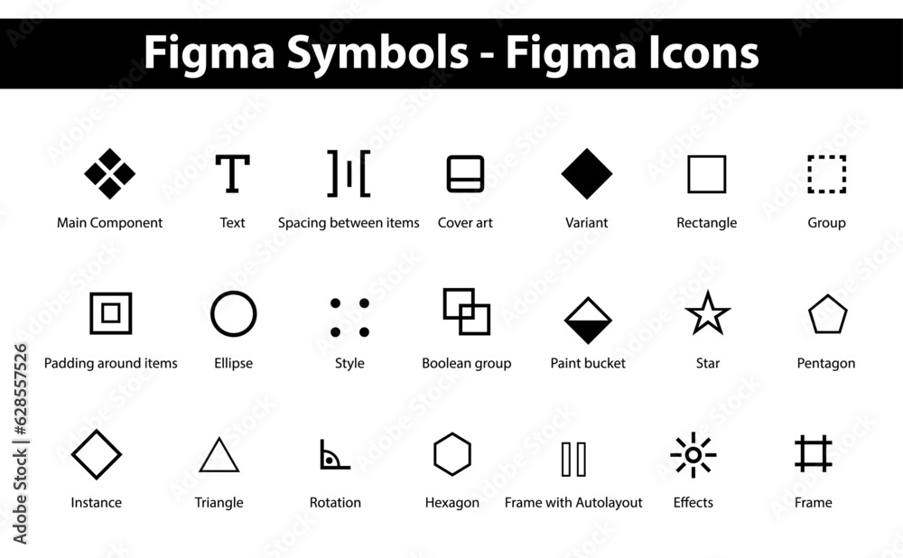 Figma Symbols With Black Icons Basic Component Variant Figma Symbols