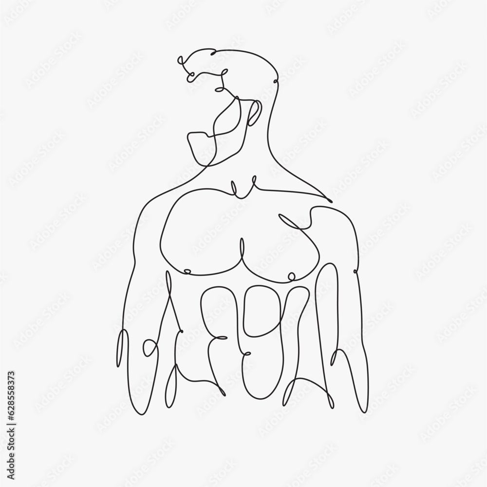 Men line art vector. Continuous one line drawing of man portrait ...