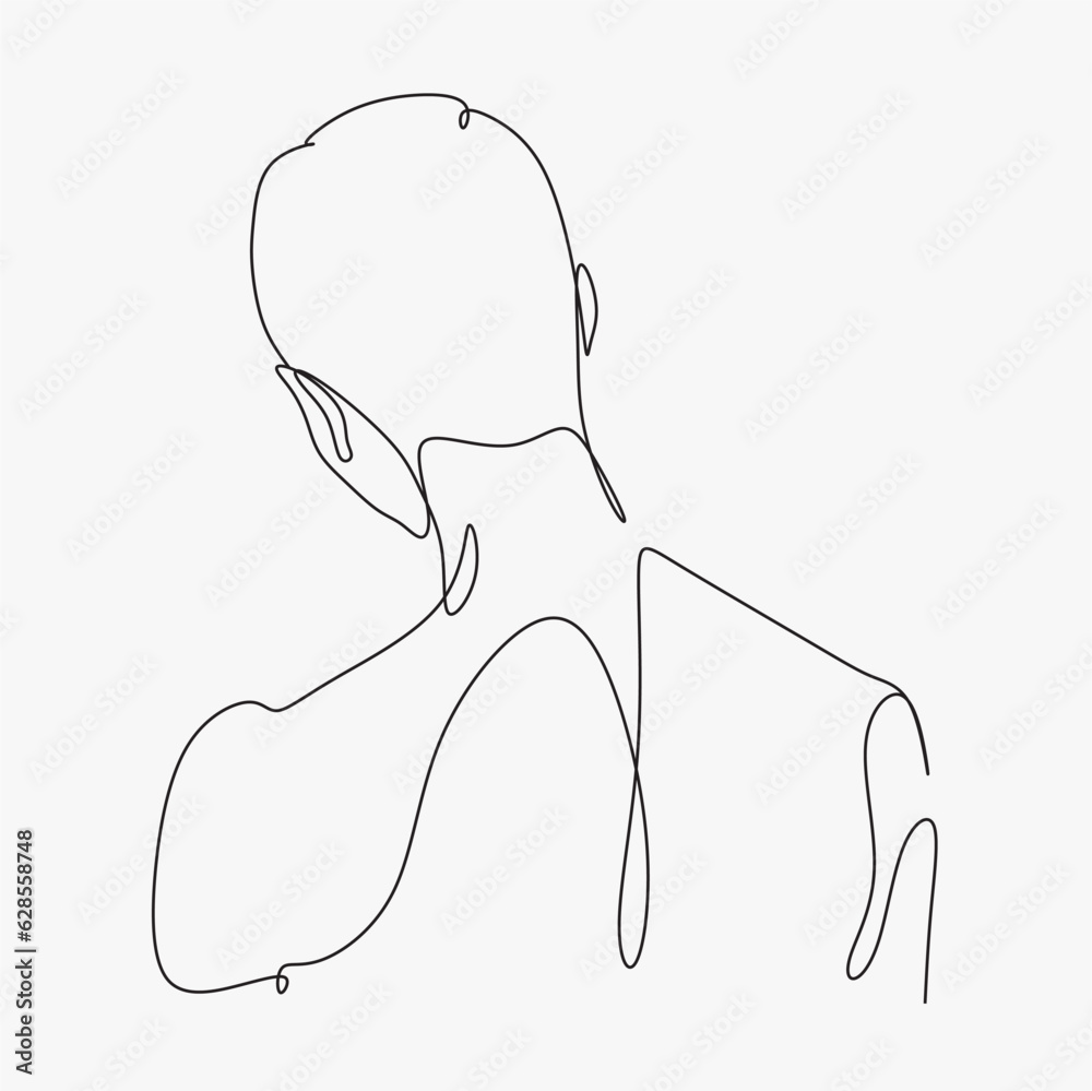 Men line art vector. Continuous one line drawing of man portrait ...