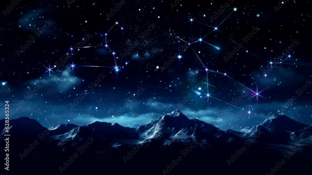 Night Sky Background video, falling stars on beautiful night view of ...