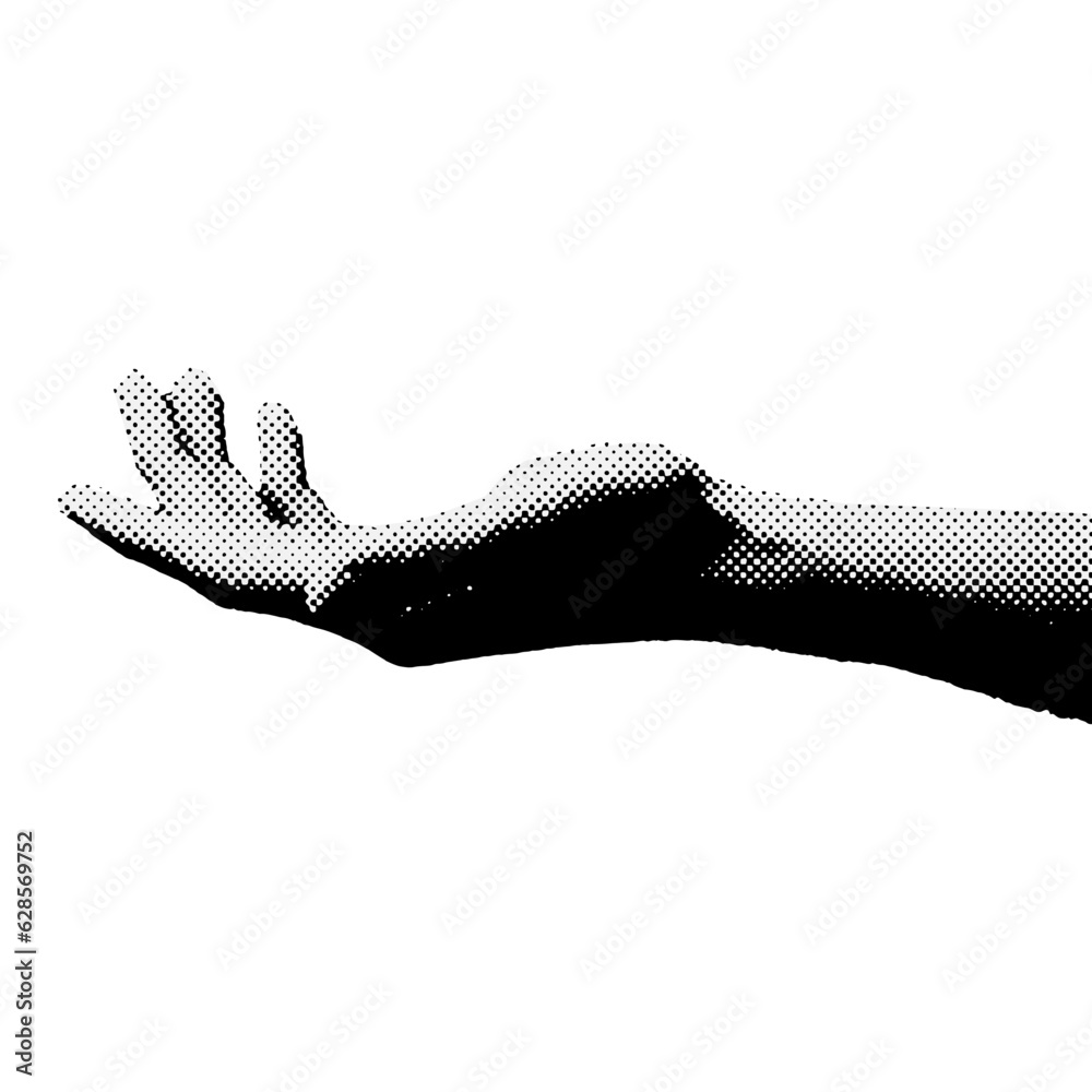 Halftone Vector image of human hand side view isolated on background ...