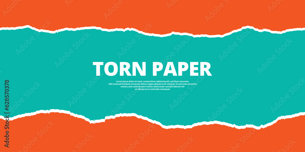 Torn paper two layers Topaz color background post, banner, design Stock ...