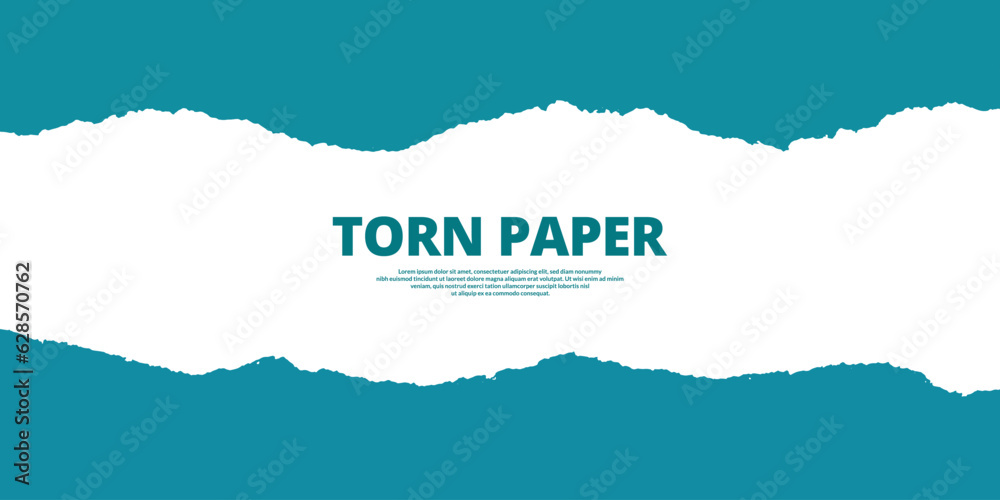 Torn paper teal Blue and white color ripped paper background post ...