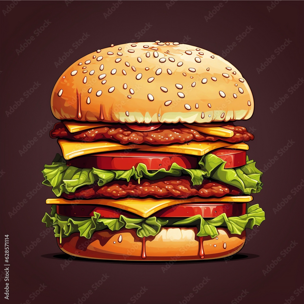 Burger in 8 bit pixel art. AI generated Image Stock Illustration ...