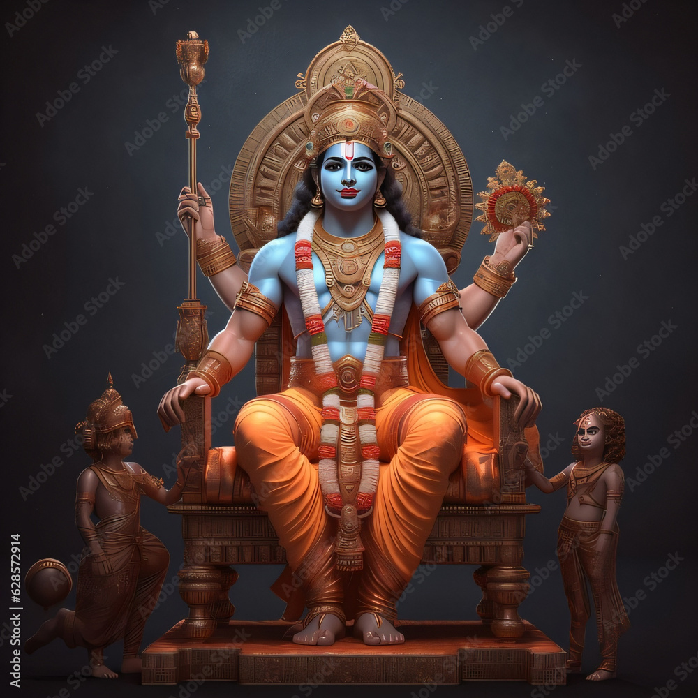 hindu god lord Vishnu ilustração do Stock | Adobe Stock