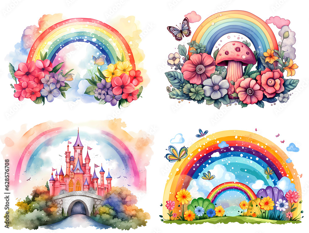 Rainbows clipart set. Colorful rainbow clipart set for crafts, cards ...