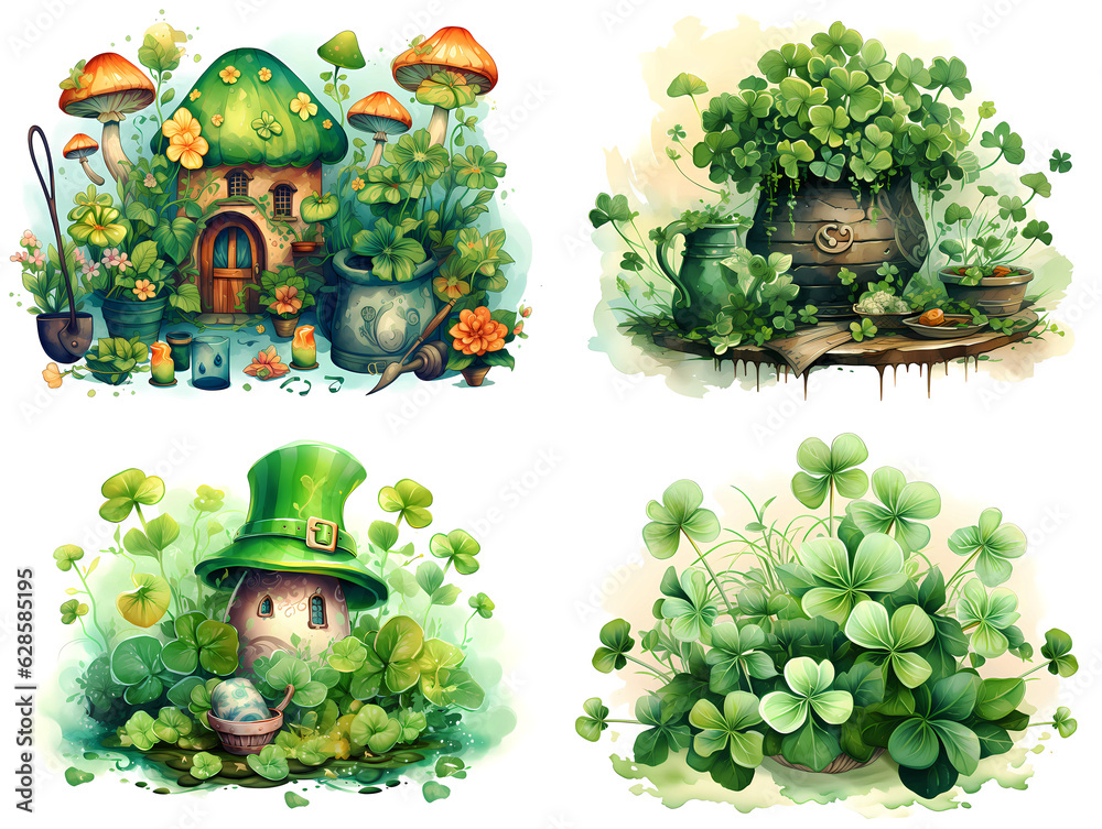 Saint Patricks day theme clipart set isolated on a white background ...