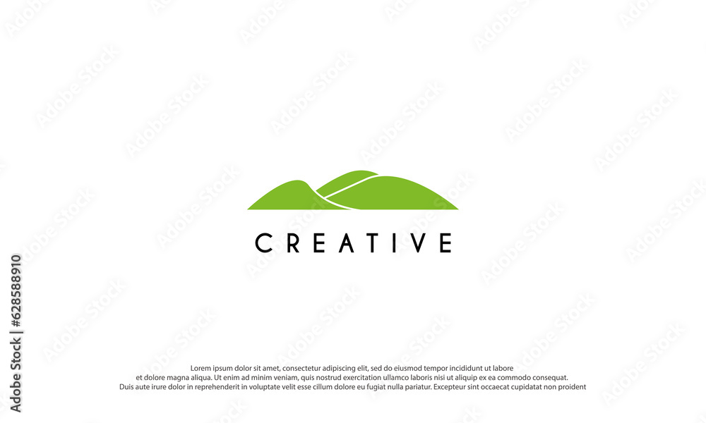 Landscape Hills logo design vector illustration. green Hill icon.usable ...