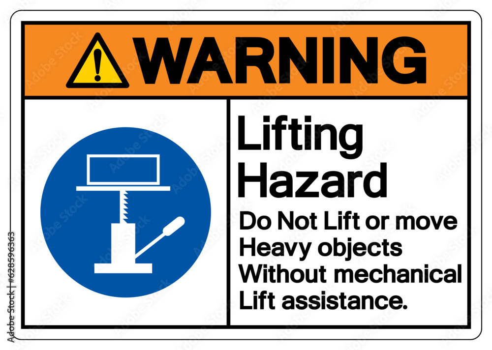Vetor de Warning Lifting Hazard Do Not Lift or Move Heavy Objects ...