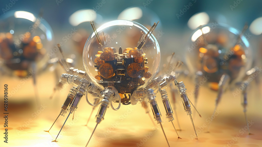 Modern synthetic nanorobots under a medical scanning electron ...