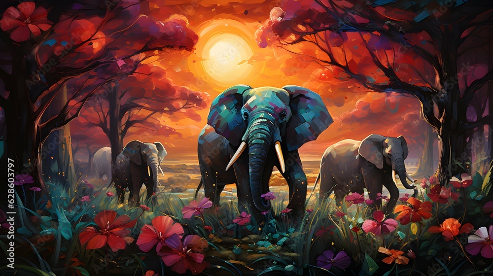 Elephant Desktop Wallpaper Design Gray Painting Asian Elephant HD PNG