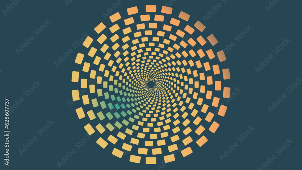 Abstract spiral multi color round smooth shape background in light blue ...