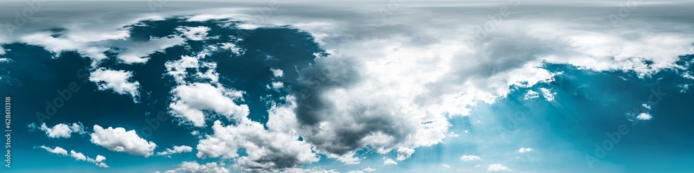 Blue summer sky panorama with Cumulus clouds. Seamless hdr spherical ...