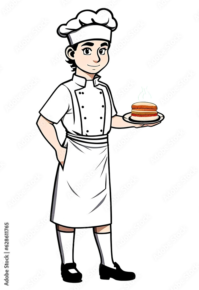 cartoon chef with breakfast transparent background png Stock ...
