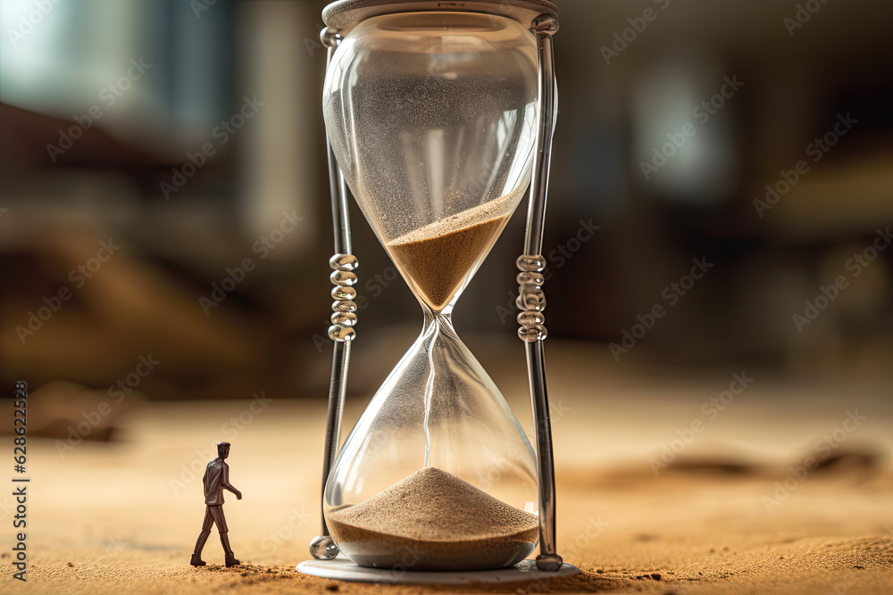 Hourglass Timelapse: Micro Human Figure Sprinting Inside, Depicting ...