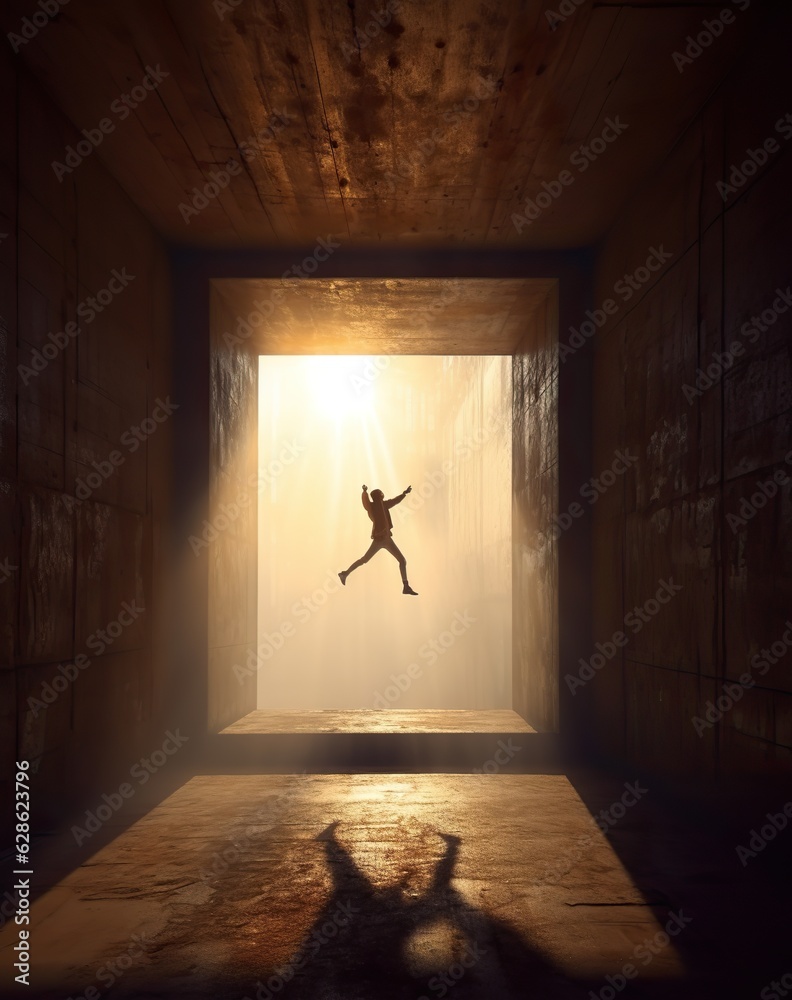 Generative ai man falling down in front of a window Stock Illustration ...