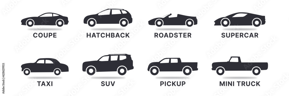 Car type silhouette black filled vector Illustration Stock Vector ...
