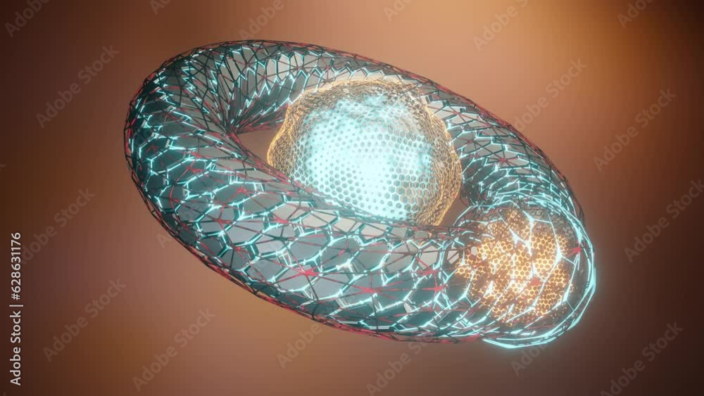 Loop 3d animation. Abstract geometric figure of a set of hexagons. A ...