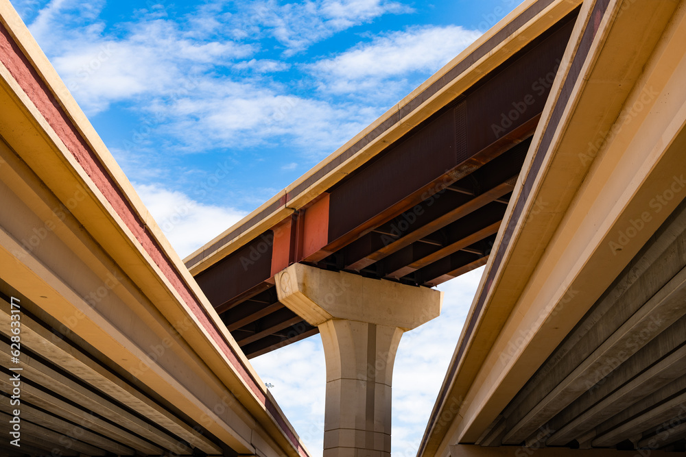 flyover architecture of transport system. bridge overpass on highway ...