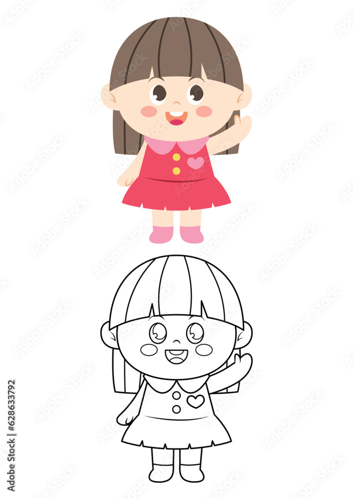 Girl cute vector illustration cartoon isolated on white background ...