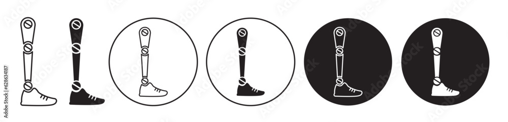 Prosthetic leg icon set. prosthesis leg vector symbol. artificial leg ...