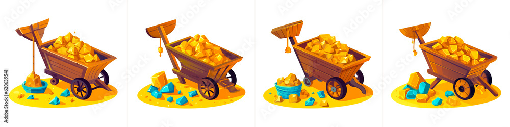 Flat and simple design of a gold mining pick Includes a small gold ...