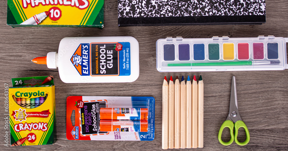 school supplies backgrounds glue pencils colored art school back to ...