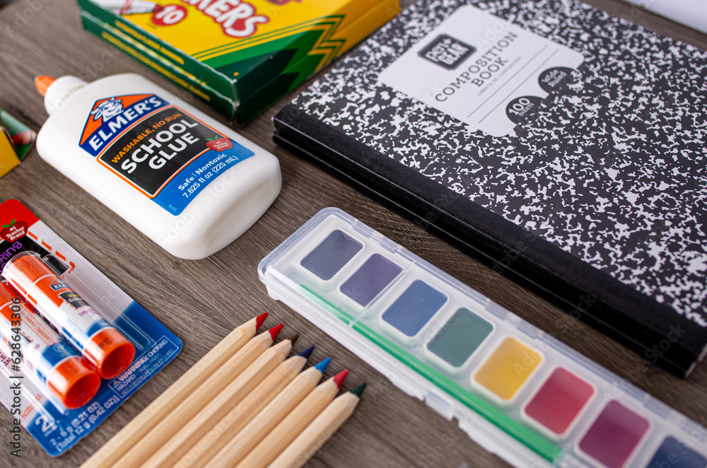 school supplies backgrounds glue pencils colored art school back to ...
