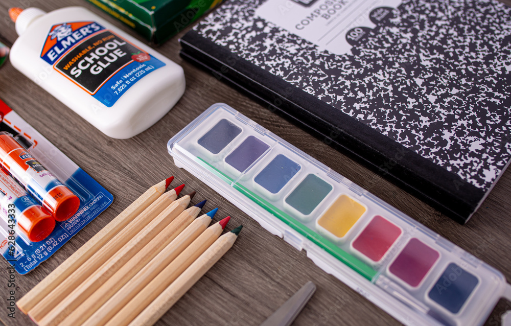 school supplies backgrounds glue pencils colored art school back to ...