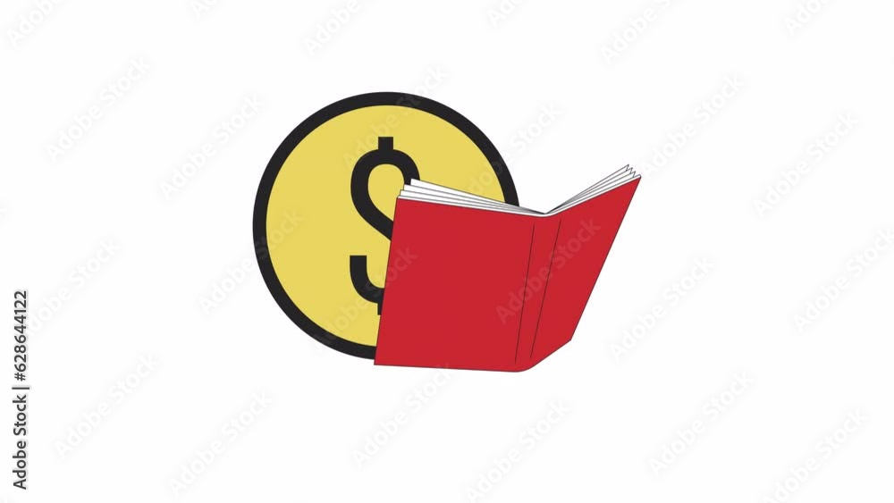 Bookkeeping coin book line 2D animation. Financial literacy education ...