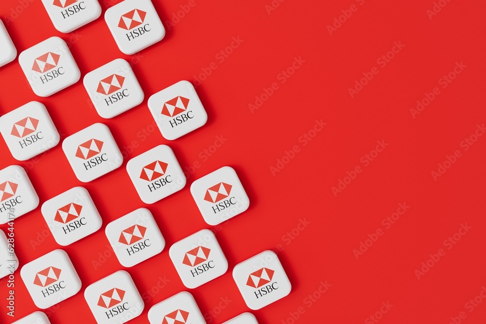 LONDON, UK - July 2023: HSBC bank company logo. 3D Rendering Stock ...
