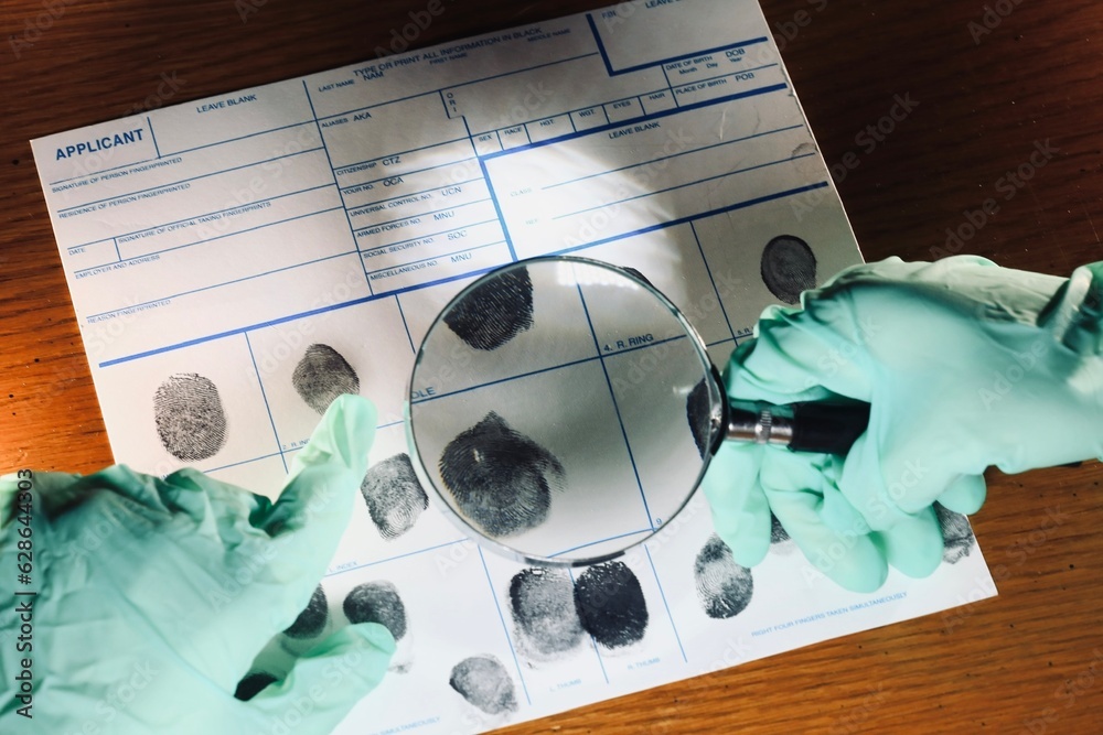 Crime scene fingerprint comparison Stock Photo | Adobe Stock