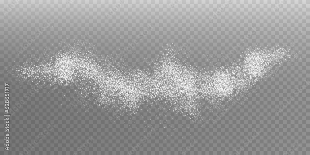 White scattering of small particles of sugar crystals, flying salt, top ...