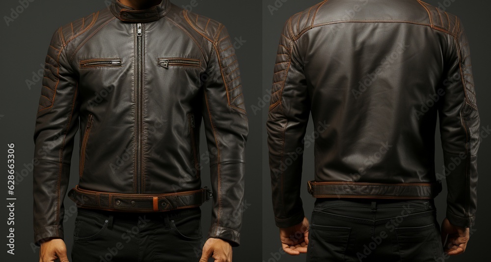 Ilustração do Stock: Blank leather jacket mock up, front, and back view ...