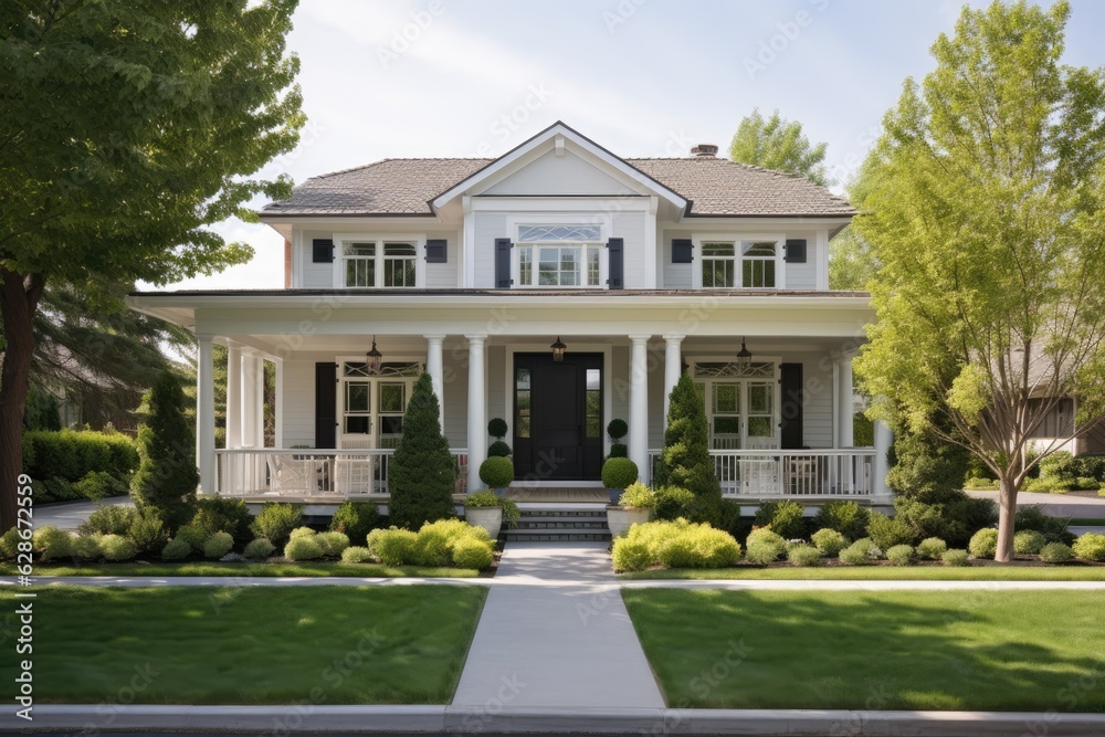 The traditional American home has a timeless allure with a welcoming ...