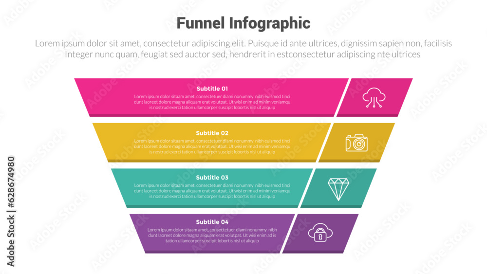 funnel shape infographics template diagram with reverse pyramid shape ...