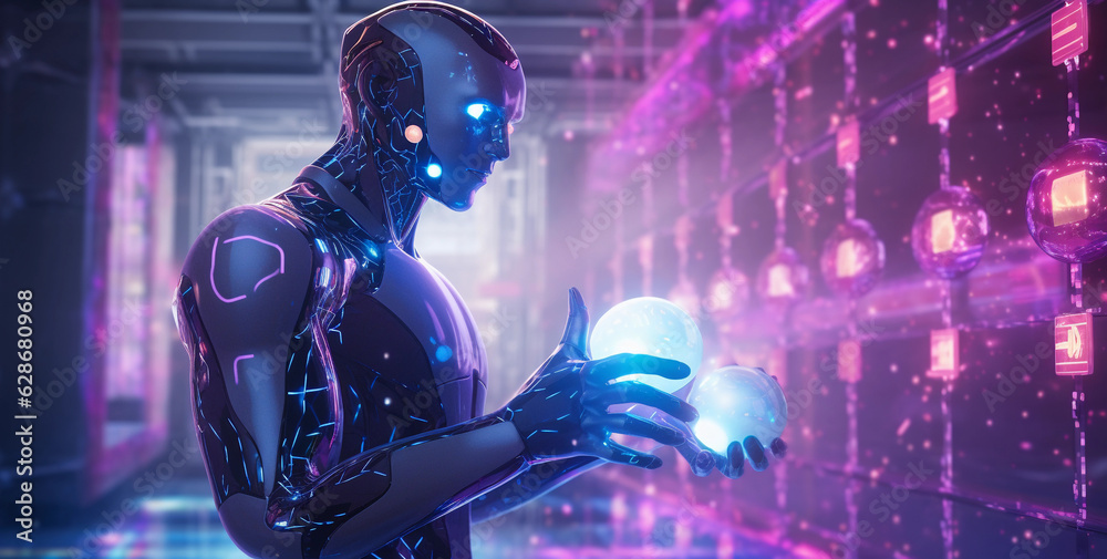 Captivating high-resolution image featuring a robot's face controlled ...