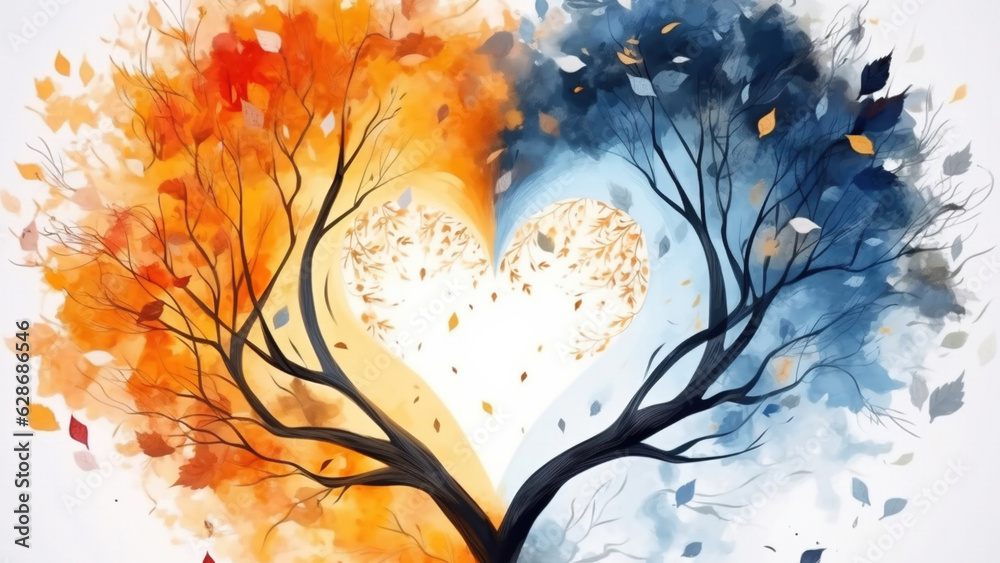 An abstract image of a tree with a heart shaped space in the center ...