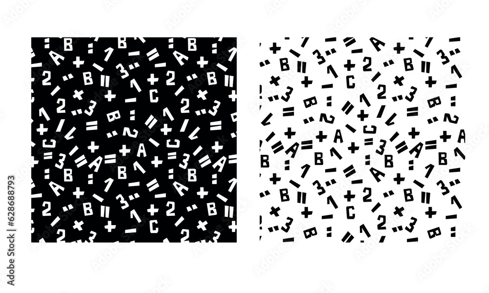 letters and numbers pattern on a transparent background, vector ...