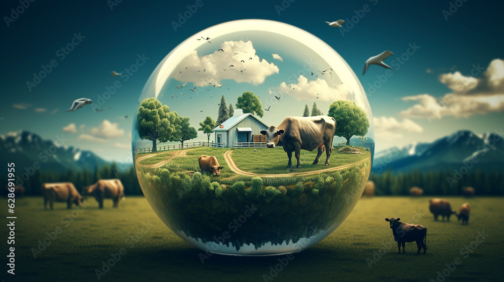 World farming and agriculture day, illustration concept of sustainable ...