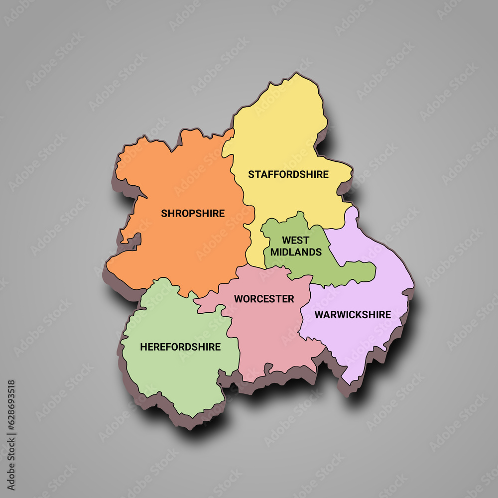 map of West Midlands England is a region of England, with borders of ...