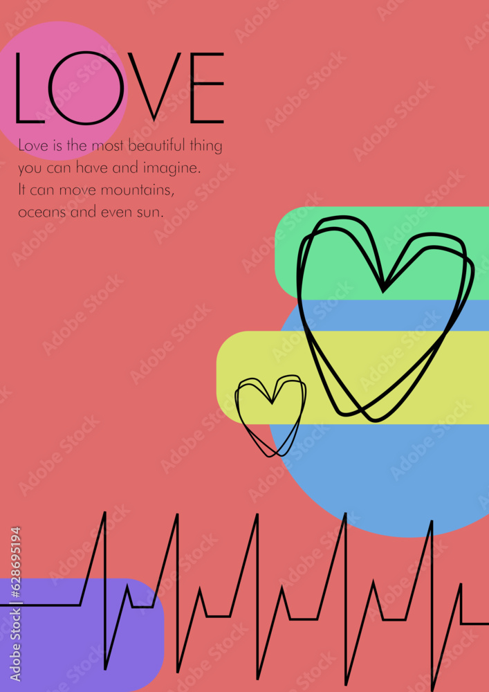 Simple art love design. Simple shapes. Poster, cover, print, wallpaper ...