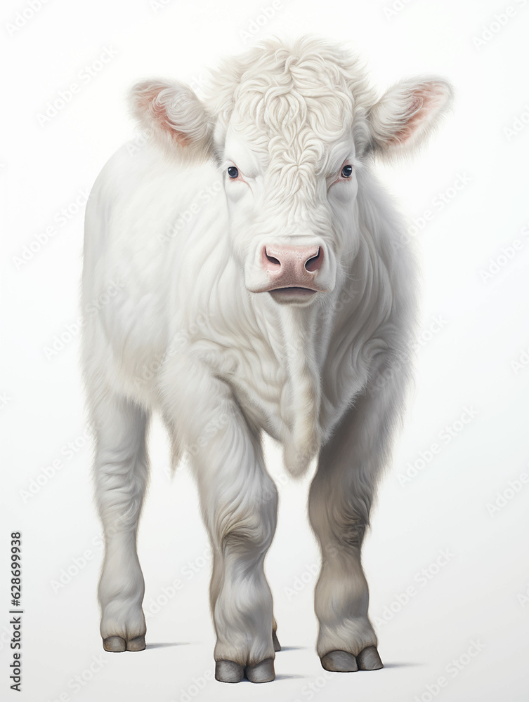 Cow bull calf albino village pasture village cattle milk farm Stock ...